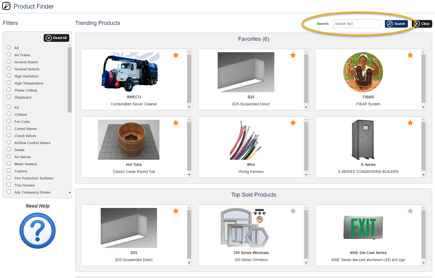 Using the Product Finder